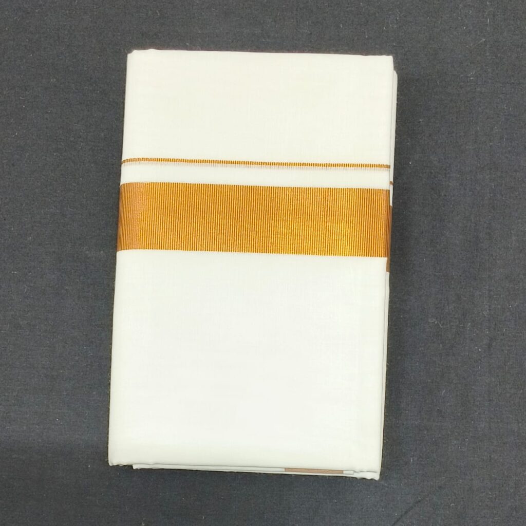 White Double (Copper Border ) – 5L5207 – Dhoti.Net
